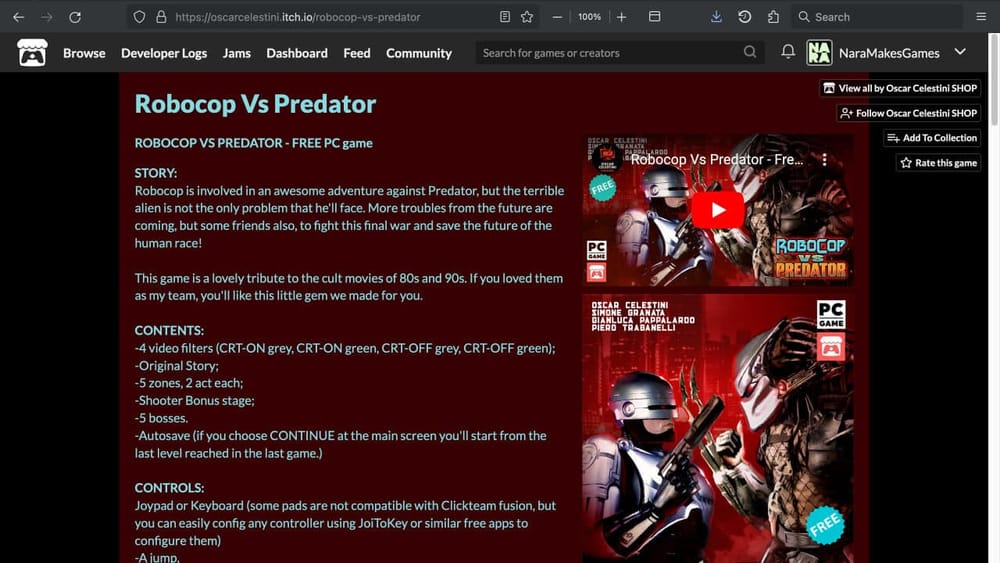 Robocop Vs Predator Is A New Game Boy Style Fan Game